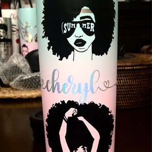African American Decal Black Afro Woman Permanent Vinyl Decal | Etsy