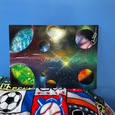 Galaxy Space Spray Paint Art / Galaxy Art / Planets and Stars/ Space ...