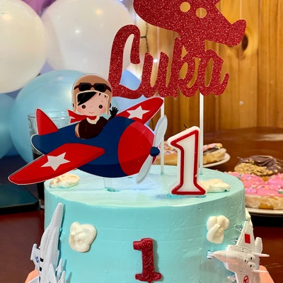 Pilot Flying Plane Birthday Cake Topper Pilot Cake - Etsy