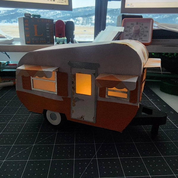 Vintage Camper SVG. Camping Trailer Papercraft. Camper SVG 3D . 3D ...