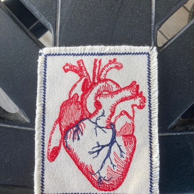 Anatomical Heart Embroidered Patch Canvas Patch Vintage Style - Etsy