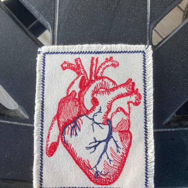 Anatomical Heart Embroidered Patch Canvas Patch - Vintage Style - Etsy