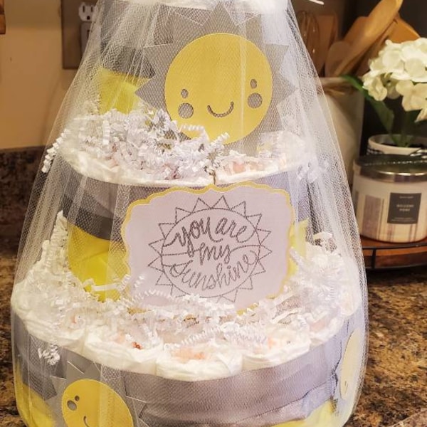 3 Tier Diaper Cake and Mini 3 Piece Set BBQ Baby Q Diaper Cake Burlap ...