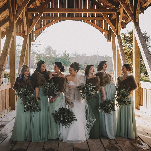 Brown Faux Fur Bridal Wrap, Wedding Fur Shrug, Brown Fur Wrap, Bridal ...