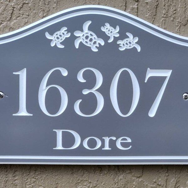 Custom PVC Address Sign Painted Rectangle House Number Dolphin Design ...