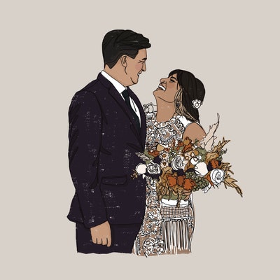 Custom Hand Drawn Illustration of TWO - Etsy
