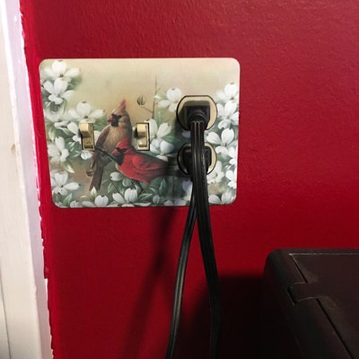 This Light Switch Plate Features a Male and Female Cardinal in a ...
