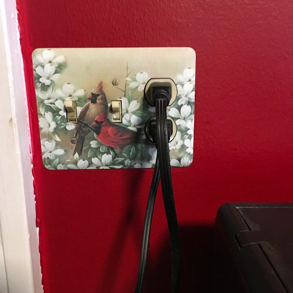 This Light Switch Plate Features a Male and Female Cardinal in a ...