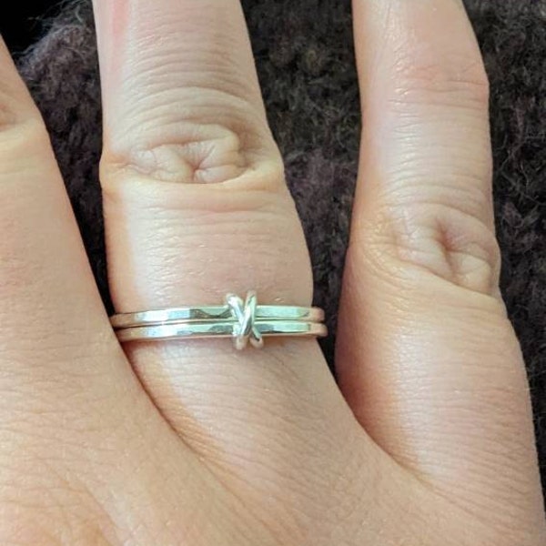 Sterling Silver Double Fidget Ring, Double Band Spinner Ring, Anxiety ...