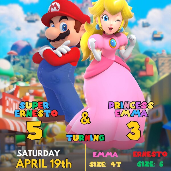 Editable Super Mario Pool Party Birthday Invitation Canva Template ...