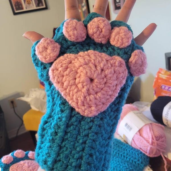 PDF Crochet Cat Paw Fingerless Gloves, Beginner-friendly Crochet ...
