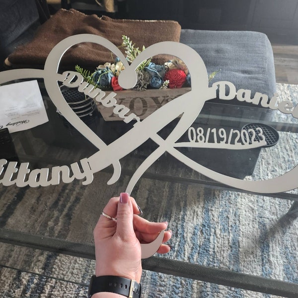Metal Heart and Infinity Sign Couple Name and Last Name With Wedding ...