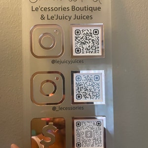 Wood Social Media Sign ENGRAVED/ Single or Double QR Code Sign - Etsy