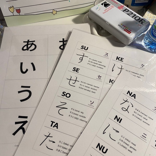 Study Japanese Language, Hiragana Flashcards - Etsy