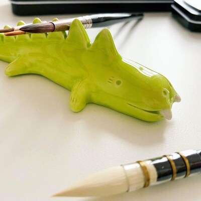 Ceramic Crocodile Brush Rest, Calligraphy Pen Rest, Paintbrush Rest ...
