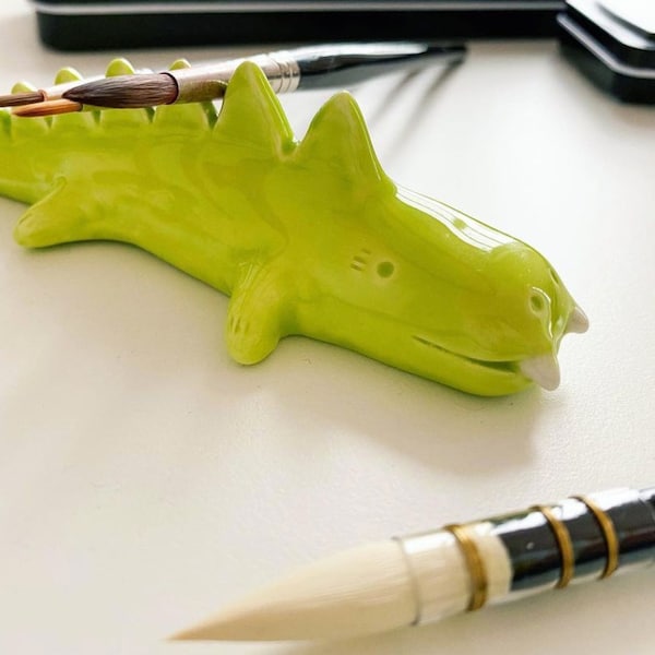 Ceramic Crocodile Brush Rest, Calligraphy Pen Rest, Paintbrush Rest ...