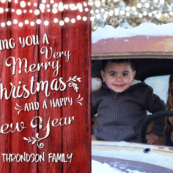 EDITABLE Rustic Christmas Photo Card, Editable Country Rustic Photo ...