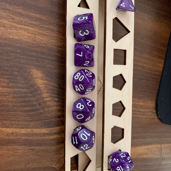 Dice Display Rack | 7 Polyhedral Dice Sets | Wooden | Laser Cut | PVA ...