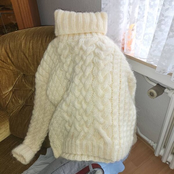 Knit Loopy Merino Wool Long Sweater, Chunky Knit Thick Pullover ...