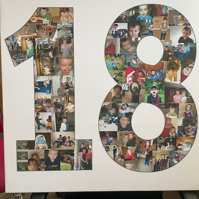 Number Photo Collage, Canvas Picture Print. Birthday Gift or ...