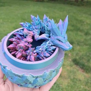 3D Printed Crystal Dragon, Dragon Egg, Articulated Dragon Figurine ...