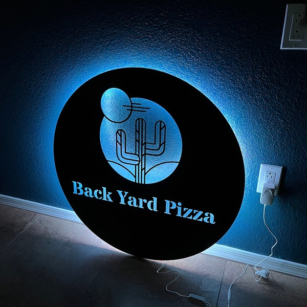Personalized LED Metal Bar Sign: Custom Business Logo - Etsy