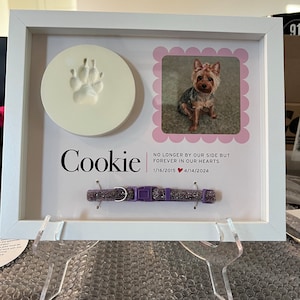 Pet Memorial Paw Print Holder Shadow Box, Two Paw Prints, Pet Loss ...