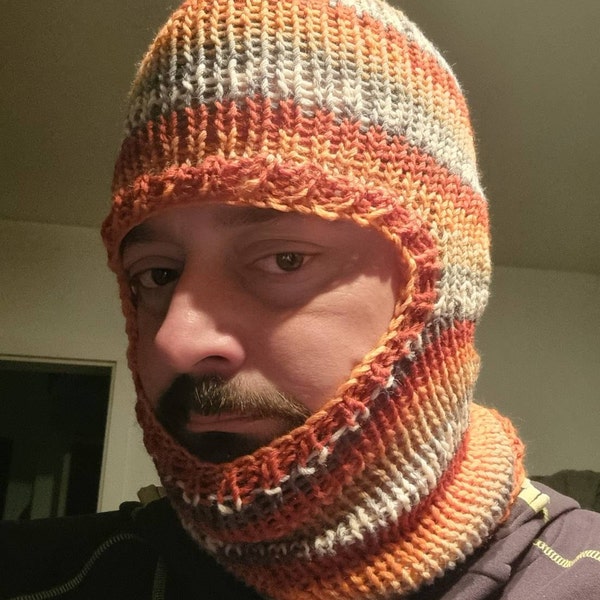 Purple Balaclava Knit, Fluffy Cozy Balaclava Hood, Hand Knitted Beanie ...