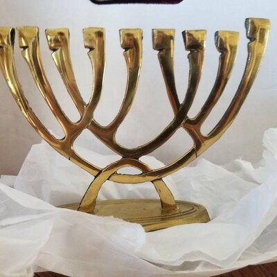 Vintage Judaica Brass Menorah Shape Shalom Napkin Holder, Made in ...