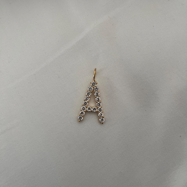 Dangling Letters Name Necklace Clear Stones Sterling Silver Women's ...