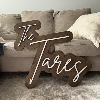 Large Last Name Sign, Cut Out Last Name Sign, Wedding Name Sign, Double ...