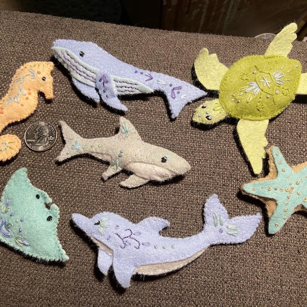 Plush Sewing Pattern for 12 Different Sea Creatures Felt Animals, PDF ...