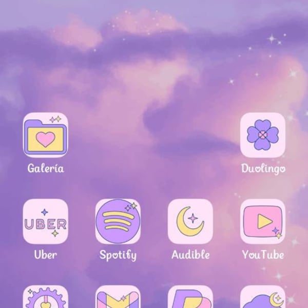 Cute App Icon Pink Blue iPhone IOS 14 , Meow Dreamy Kawaii Icons iPhone ...