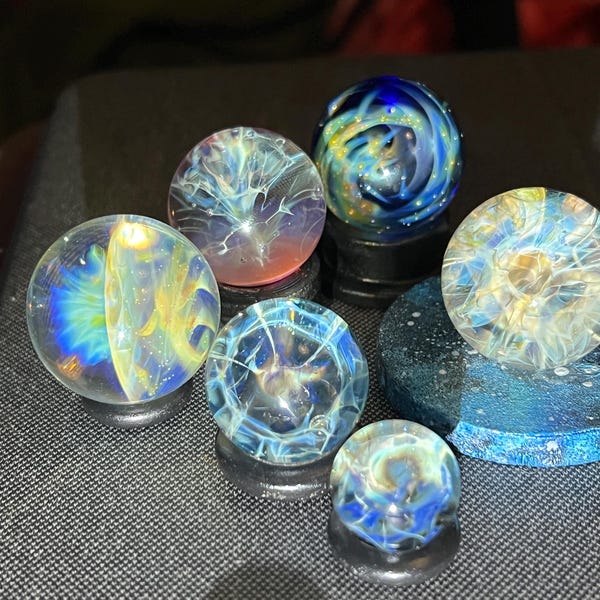 1.26 Inch Handcrafted Borosilicate Glass Marble With Silver Fume ...
