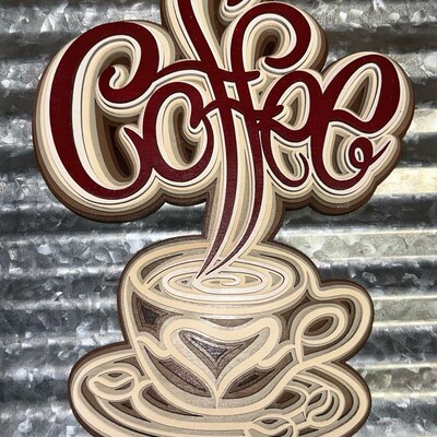 Cup and Coffee 3D Zentangle Svg Files, Multilayer Panel for Laser ...