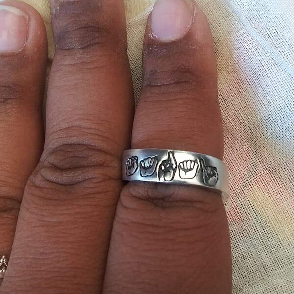 ASL Custom Name Stacking Wrap Ring | American Sign Language Gift | ASL ...