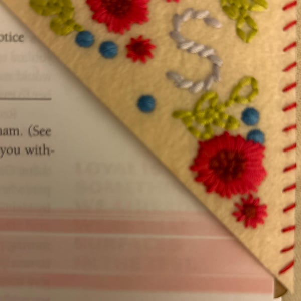 Cute Flower Embroidered Corner Bookmark Shipping From USA Felt Triangle ...