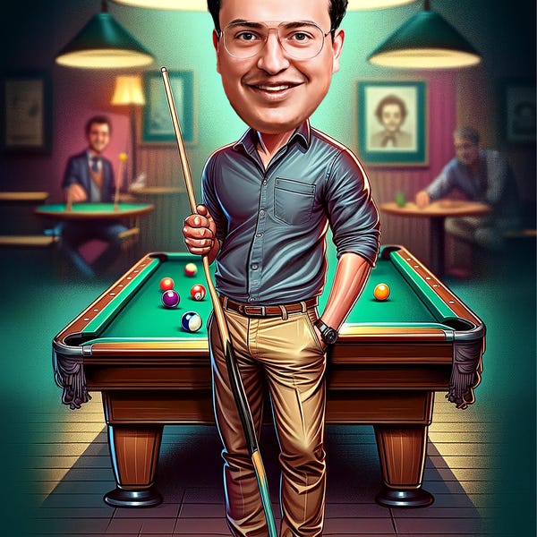 Custom Cartoon Portrait Pool Player Gift , Caricature Portrait From ...