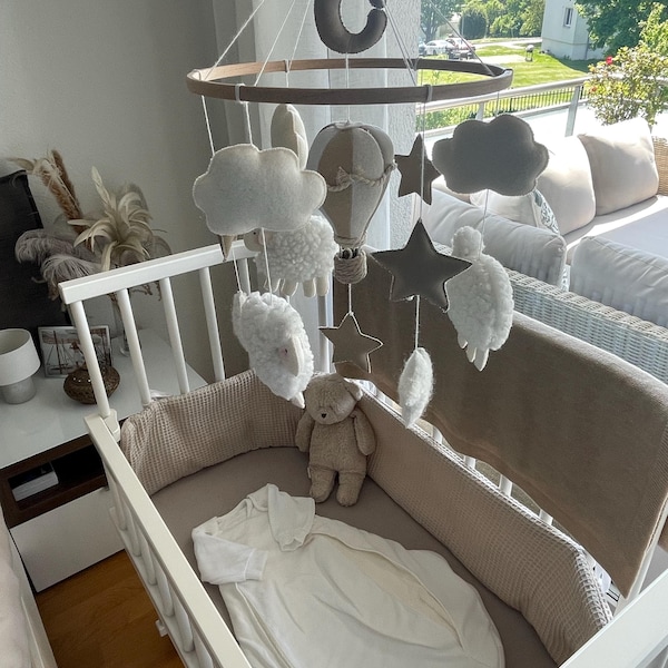 Hot Air Balloon, Crib Baby Mobile, Baby White Mobile, Felt Mobiles ...