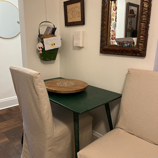 Small Walnut Wood Retro Dining Table for Kitchen, Narrow Mid Century ...