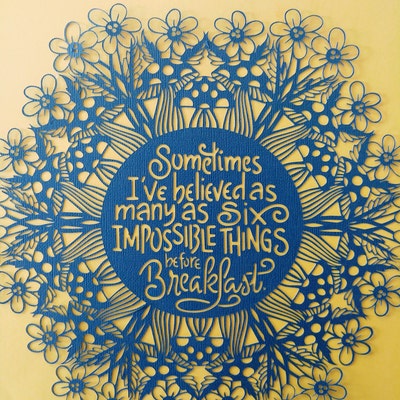 Six Impossible Things Papercut Template, Inspirational Alice in ...