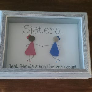 Sea Glass Art Sisters: Framed Pebble Art Gift - Etsy Canada