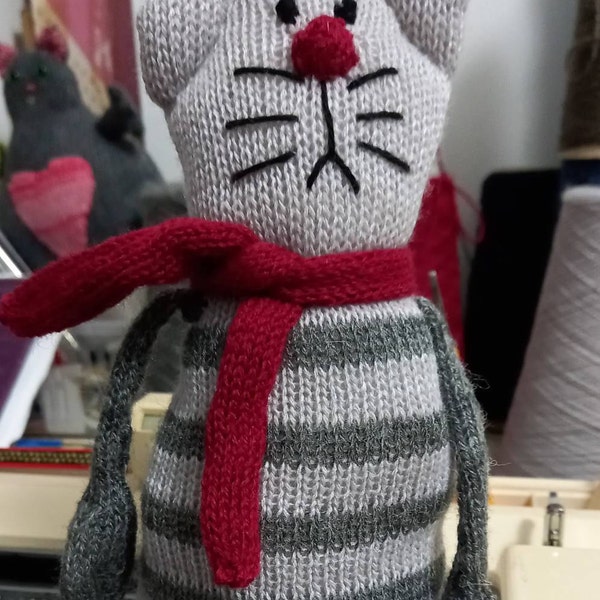 Knitting Pattern Cat PDF Knitted Animal Pattern Stuffed Kitty Making ...