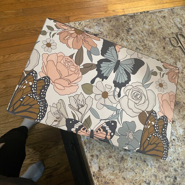 Light Pink Floral Laptop Skin, Laptop Cover, Laptop Skins, Removable ...