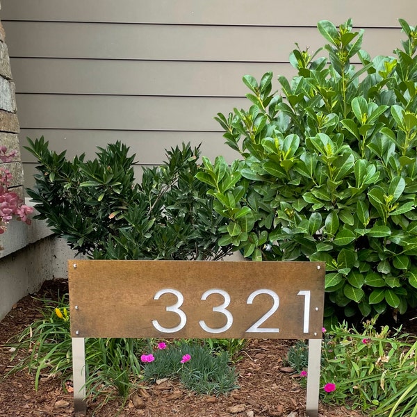 Stainless Steel Address Sign With Stakes | Custom Address Sign | Yard ...