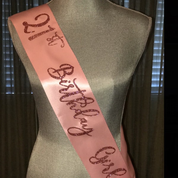 1 Piece 21st Birthday Girl Script Sash Luxurious Satin Rose Gold ...