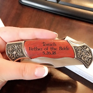 Custom Engraved Quote on Rosewood Pocket Knife Gift Personalized ...