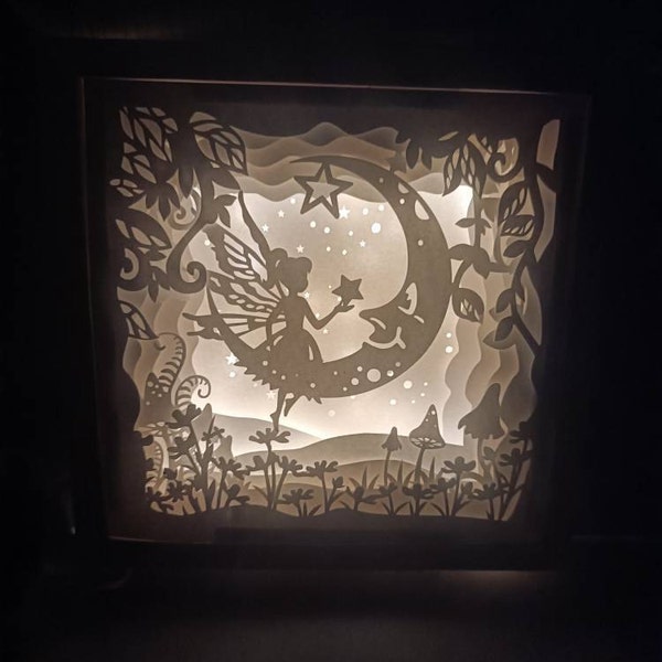 Fairy Moon Shadow Box, Lightbox SVG Paper Cut Shadow Box, Shadowbox ...