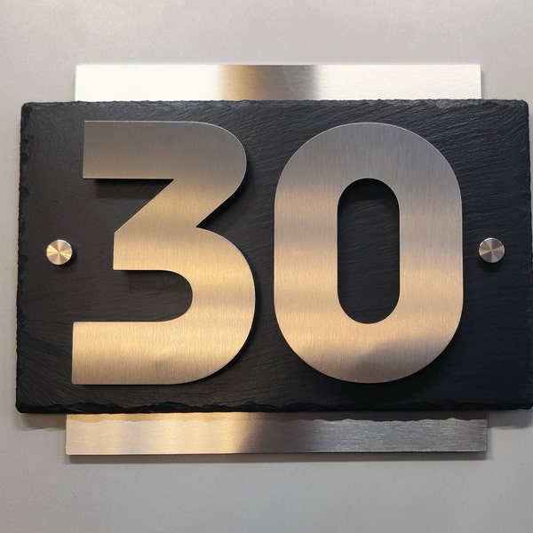 Exclusive 3D House Number **small Single** Brushed Stainless Steel ...
