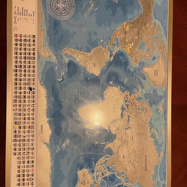 Blue World Map With Flags, High Resolution World Map Poster, Printable ...